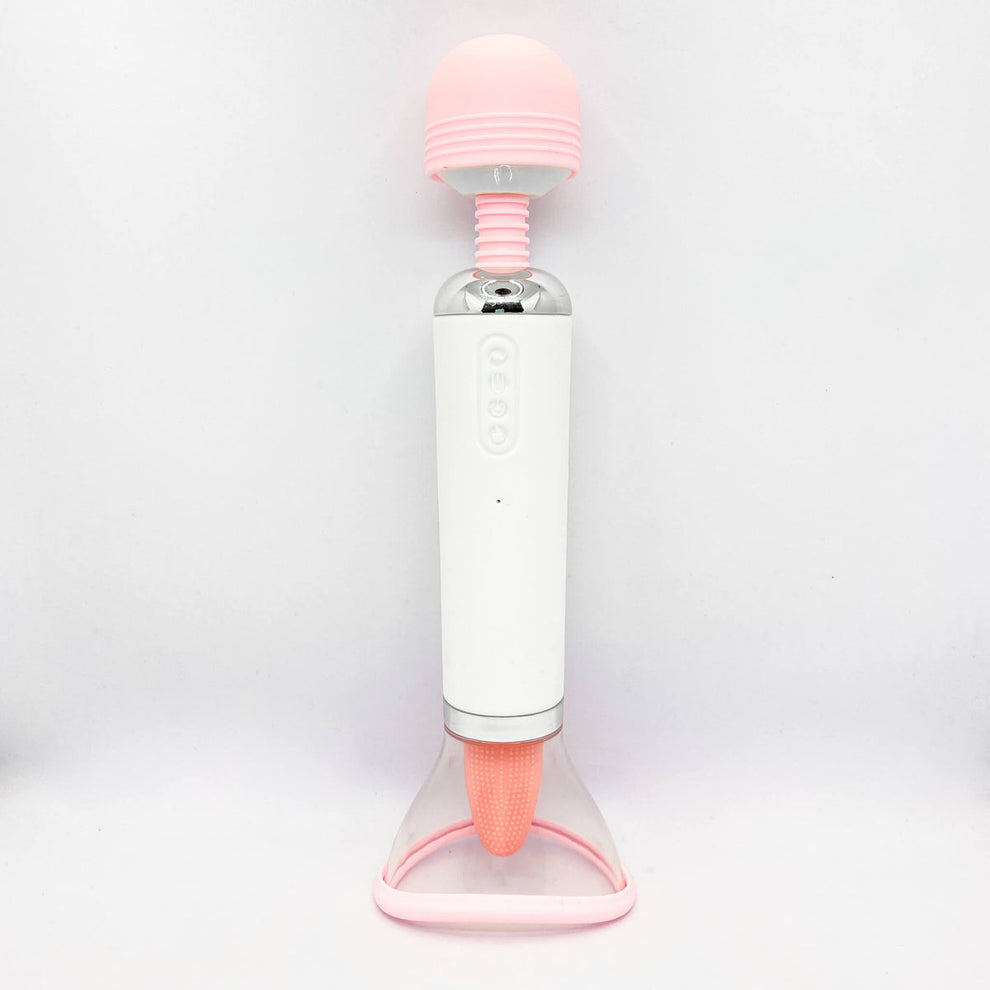 3 in 1 Vibrating Magic Wand with Suction and Tongue – Eccentric Playroom Essentials